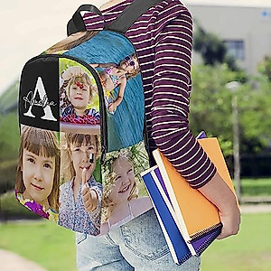 M YESCUSTOM Customized Girls Scoolbag with Name Personalized Picture Kid Backpack Book Bag for Kindergarten Elementary Middle School Back Casual Bookbags for Back to School Travel Picnic