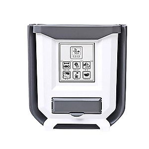 EXCBIOZ Hanging Trash Can,Hanging Kitchen Trash Can Foldable Waste Bin Small Plastic Garbage Can for Cabinet Door, Cupboard, Counter, Bathroom, 9.45*6.3*10.24in, Coffee