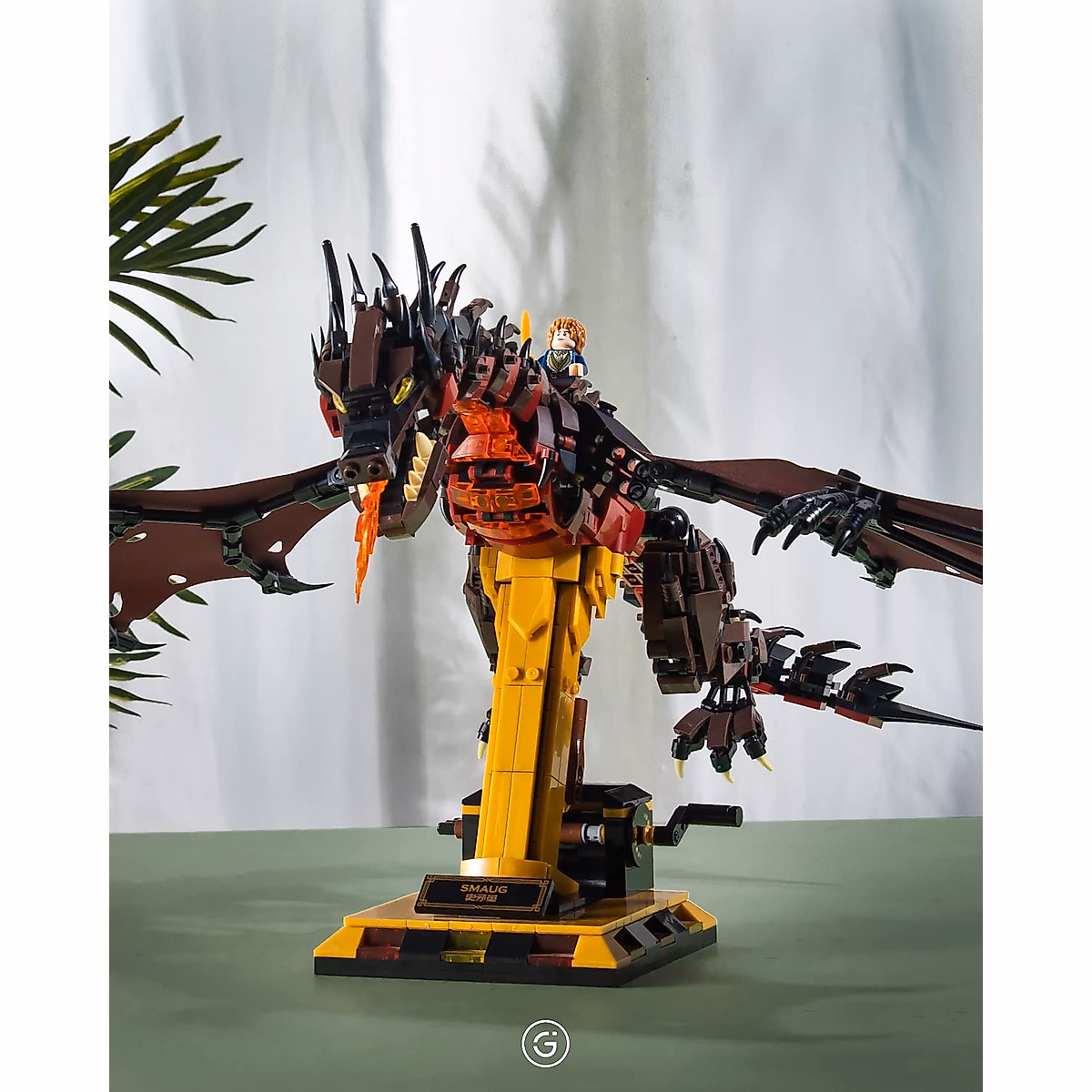 Givenni Fire Dragon Building Set with Display Stand - Smaug 1359 PCS Construction Building Bricks Model for Teen and Adults（New 2024）