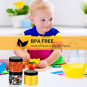 EkkoVla 40 Pack 6 oz Clear Plastic Jars Wide Mouth Round Containers with Black Lids BPA FREE, Empty Multi-use Refillable Storage Jar with Airtight Lid for Cosmetics Beauty Products