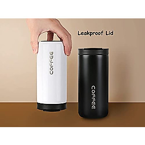 Wulisan Travel Mug Coffee Hot Travel Mug Vacuum Insulated Coffee Mug with Leak Proof Screw Lid Coffee Cup Keep Warm or Cold for Coffee or Tea Drinks 13.5oz/400ml(Black)