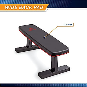 Marcy Deluxe Versatile Flat Bench Workout Utility Bench with Steel Frame SB-10510, Black, 19.00 x 17.00 x 44.00 inches