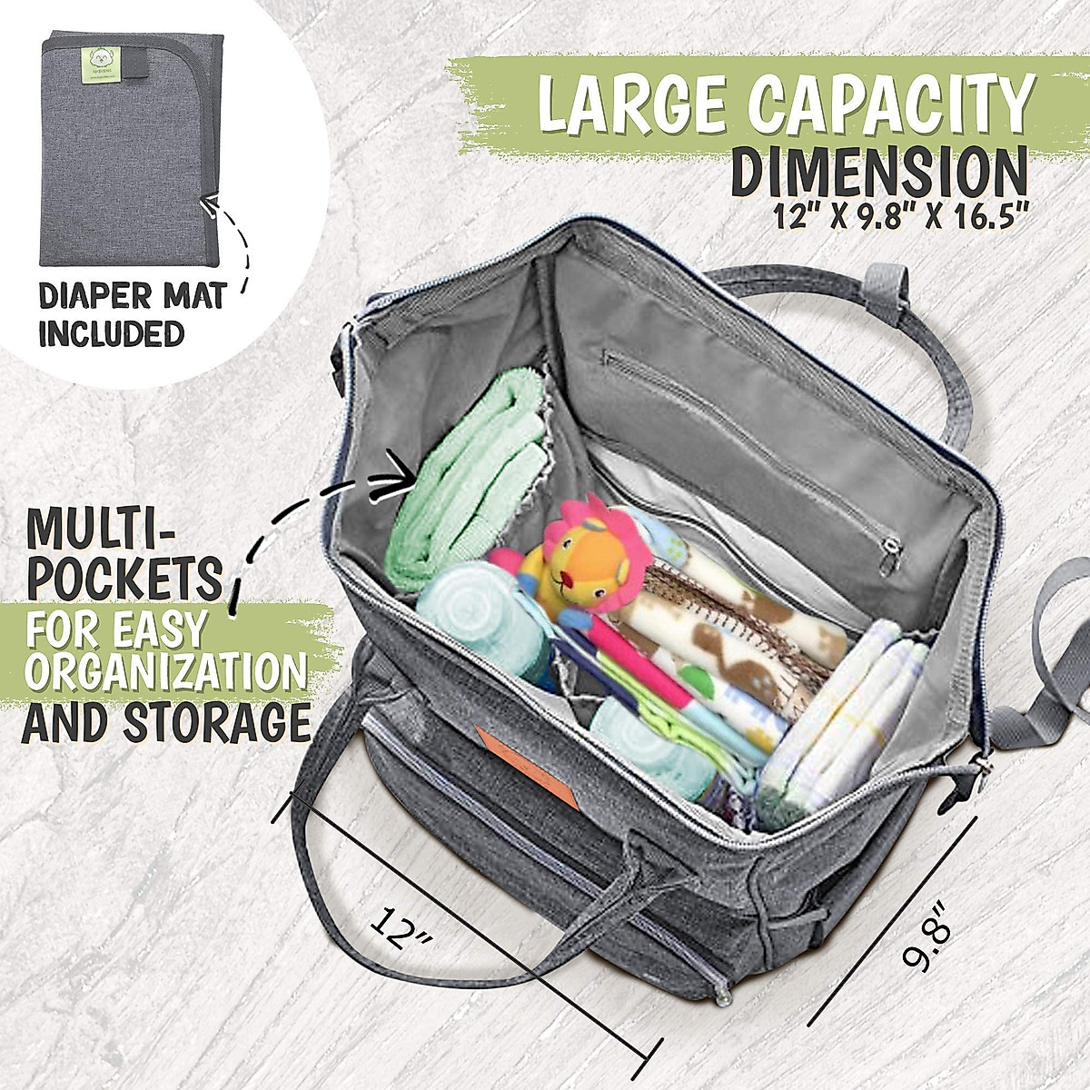 KeaBabies Diaper Backpack & Car Seat Canopy Cover - Multi Use Nursing Cover For Breastfeeding - Best Travel Bag and Cover For Outdoor - Baby Essentails For Newborn Baby