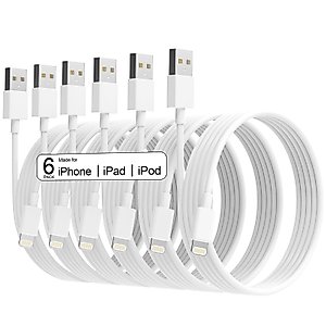 5 Pack(3/3/6/6/10FT [Apple MFi Certified] iPhone Charger,) Lightning Cable Fast Charging Data Sync Transfer Cord Compatible iPhone 13/12/11 Pro Max/Mini/XS MAX/XR/XS/X/8/7/Plus/6 iPad AirPods-White