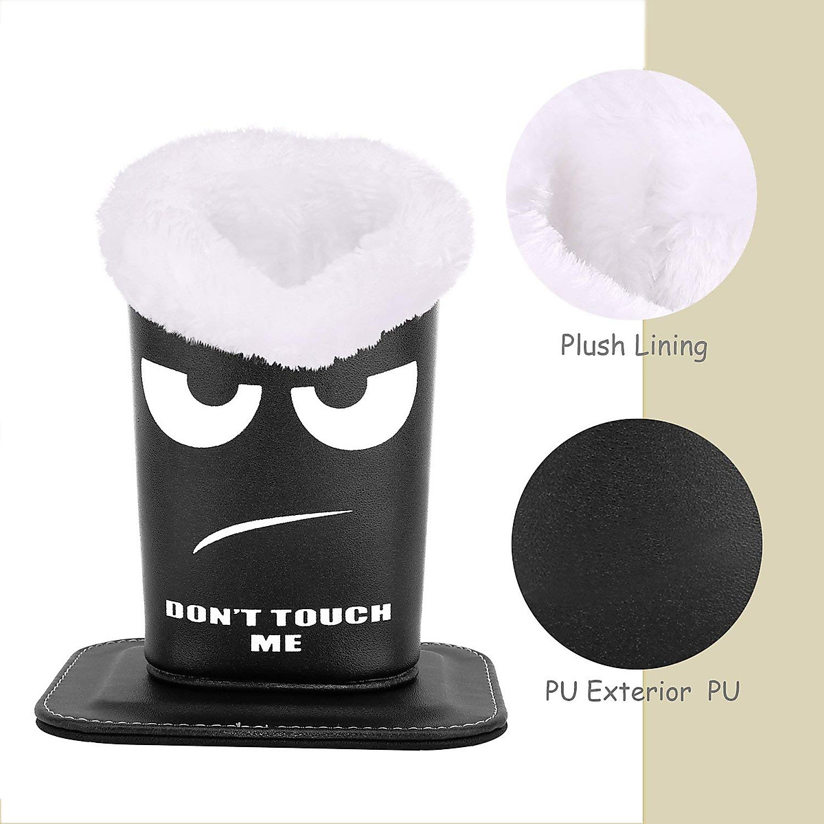 MoKo Eyeglasses Holder, Modern Velvet Plush Lined PU Leather Household Magnetic Holder Protective [Anti-scratch] [Dustproof] Stand Case for Eyeglass and Sunglasses, Don''t Touch Me Black