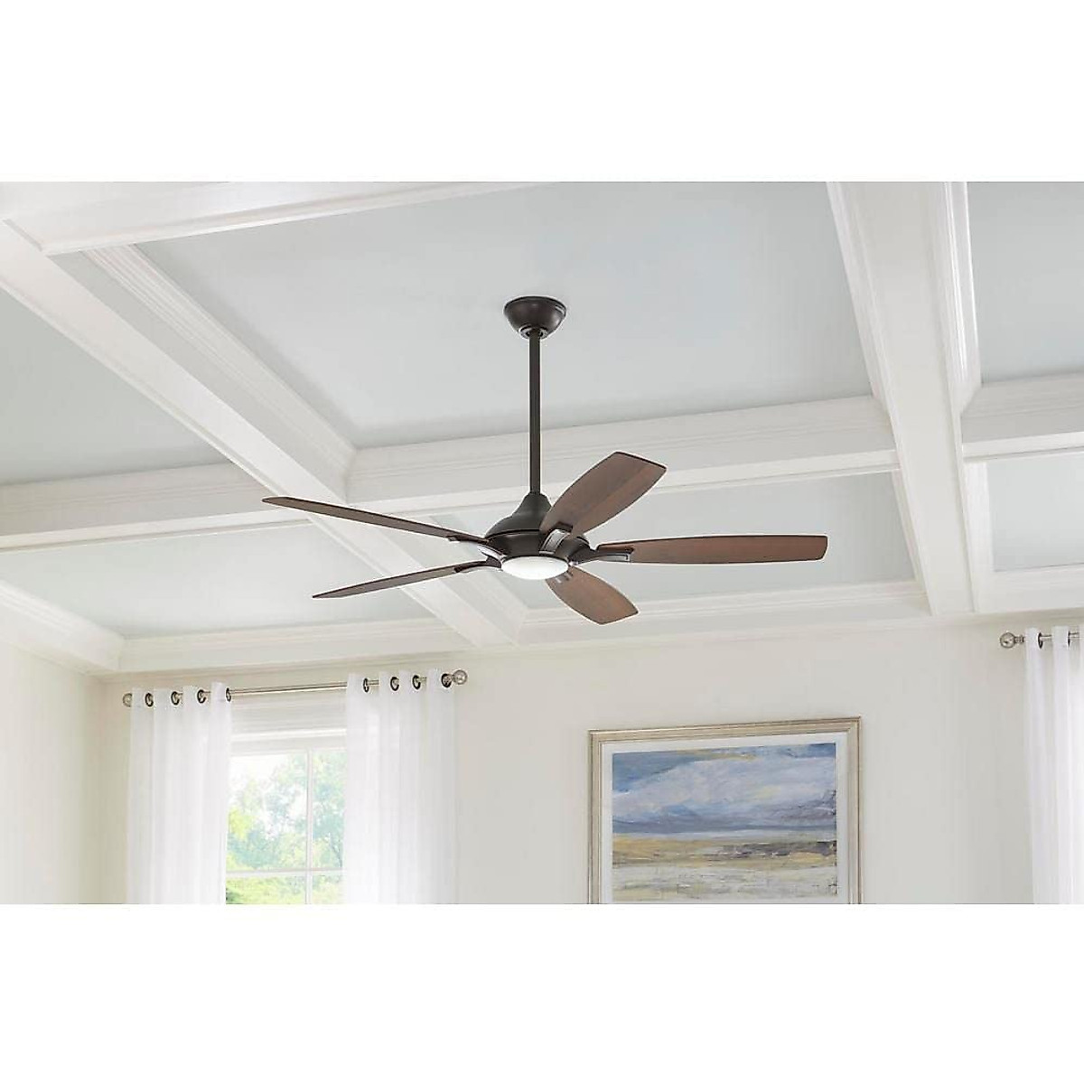 Petersford 56 in. Integrated LED Indoor Oil Rubbed Bronze Ceiling Fan with Light Kit and Remote Control