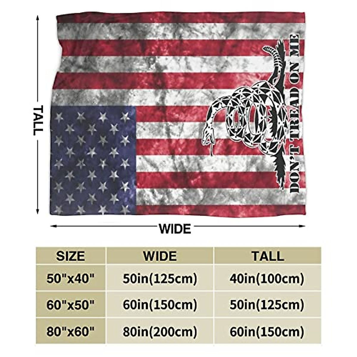 Dont Tread On Me Throw Blanket Cozy Soft Fleece Blanket for Sofa Bed Living Room Couch Chair Or Dorm 50X40