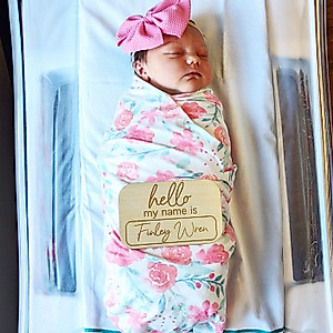 Custom Baby Name Sign Hospital Welcome 3D Hello Name Announcement Plaque Laser Cut Wood Photo Prop Sign Design Trendy
