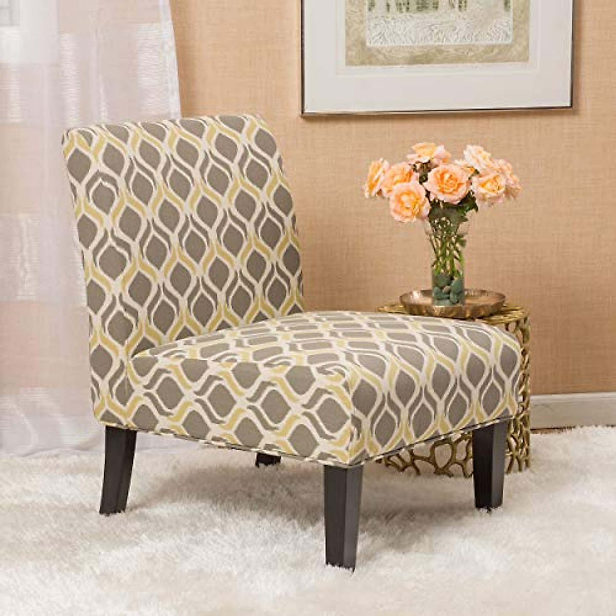 Christopher Knight Home Kassi Fabric Dining Chair, Yellow / Gray
