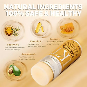 VOLLUCK Hair Wax Stick for Wigs, Edge Control Slick Stick Hair Pomade 2.7Oz Stick Non-greasy Styling Wax, Temporary Hair Styling Product for Edge Frizz Hair Pocket Size