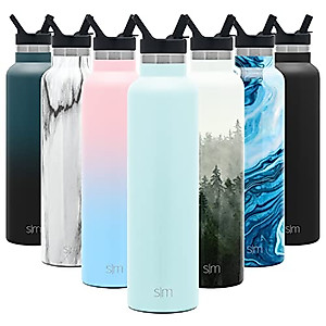 Simple Modern Water Bottle with Narrow Mouth Straw Lid Metal Thermos Vacuum Insulated Stainless Steel l Reusable Leak Proof BPA-Free Flask | Ascent Collection | 24oz, Seaside