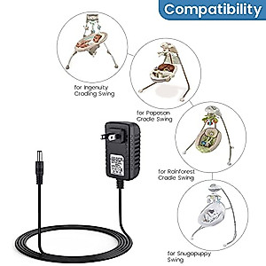 Power Cord Replacement for Fisher Price, Ingenuity, Snugapuppy Baby Swing, 6V AC Adapter Charger