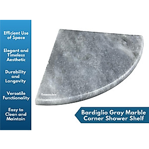 Threshold.Shop 9 Inch Bardiglio Gray Marble Corner Shower Shelf Bathroom Caddy, Wall Mounted Shower Shelf, Classic Flatback Design (2)