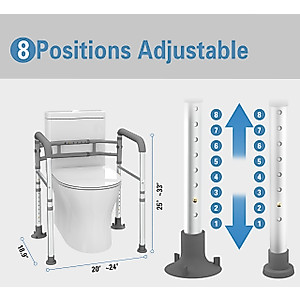 Delog Toilet Safety Rails 350 lb - Adjustable Toilet Safety Frame & Rails, Toilet Safety Rail for Elderly Adults, Toilet Handles for Seniors, Toilet Bars for Elderly & Handicap