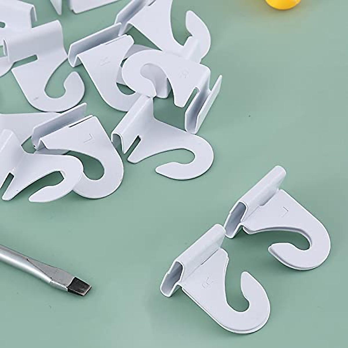 Gansita 8 Pair Drop Ceiling Hooks for Hanging,White Heavy Duty Ceiling Hooks,Metal T-Bar Hooks,Suspended Ceiling Tile Hook Ceiling Clips for Home Classroom Grid Office & Decorations