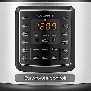 CUCHEN 7-in-1 Multi Pressure Cooker 6 Quart | Rice Cooker | Steamer | Sauté Pan | Yogurt Maker | Slow Cooker | Warmer & Sterilizer | One-Touch Cooking | Stainless Steel