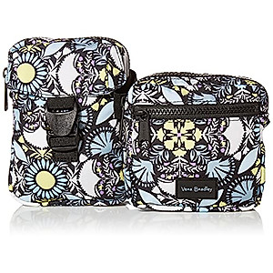 Vera Bradley Women's Recycled Lighten Up Reactive Convertible Belt Bag Sling Crossbody Bag, Plaza Medallion, One Size