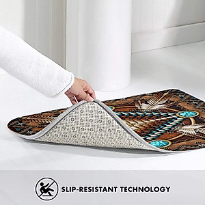 Rustic Southwestern Kitchen Rug Sets 3 Piece Tribal Native American Indian Comfort Mat Geometric Cushioned Floor Mats Washable Doormat Anti Fatigue Non-Slip Bathroom Runner Rugs Bedroom Area Carpet