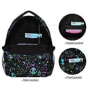 MNSRUU School Backpack Magic Skulls College Knapsack Laptop Rucksack Business Travel Computer Bookbags for Adult Teen One Size