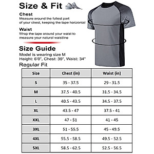 5 Pack Men’s Active Quick Dry Crew Neck T Shirts | Athletic Running Gym Workout Short Sleeve Tee Tops Bulk (Set 2, Large)