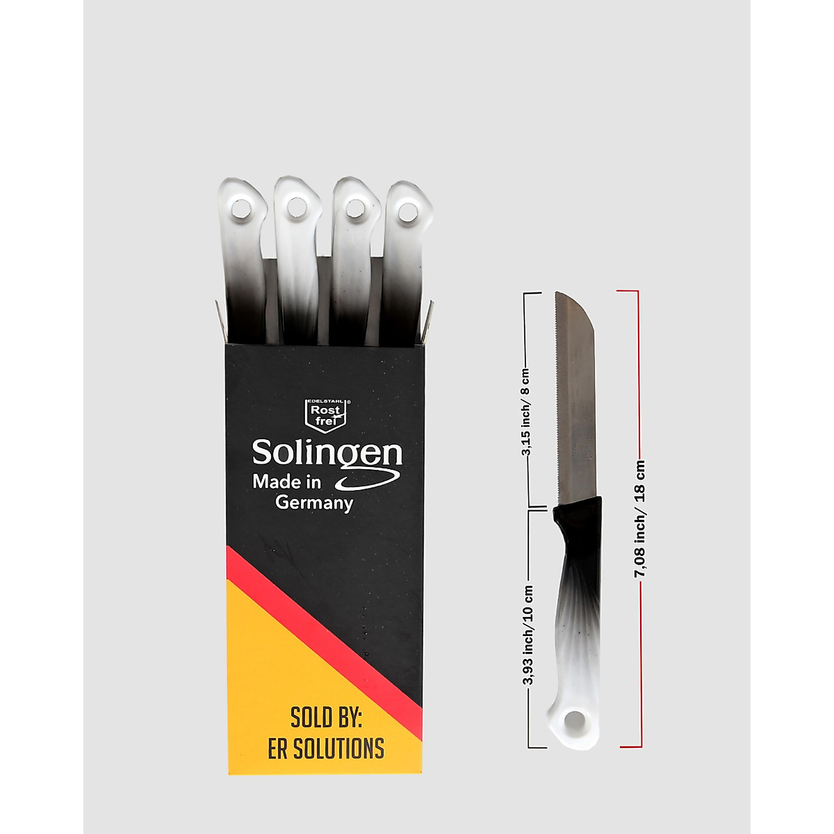 Solingen Paring Knife 12 pcs Fruit Knife Vegetable Knife Set Razor-Sharp Lightweight 3-inch Serrated Paring Knife Made in Germany (HOLE PATTERNED)