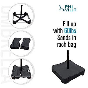 PHI VILLA 15ft Patio Umbrellas, Outdoor Market Extra Large Umbrella wirh Base, Rectangle Long Double-Sided Umbrella for Yard Lawn Garden(Beige)