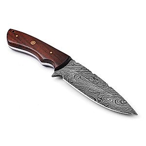 Grace Knives Handmade Damascus Steel Hunting Knife Fixed Blade Knife 8.5 Inches with Leather Sheath G-151