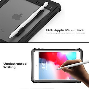 ShellBox Case for iPad Mini 5/4 7.9 Inches,Full-Body Protective Bumper Case,with Pencil Holder,Rugged Folding Kickstand,Lanyard,IP68 Waterproof Dustproof Heavy Duty Shockproof Case for iPad (Black)
