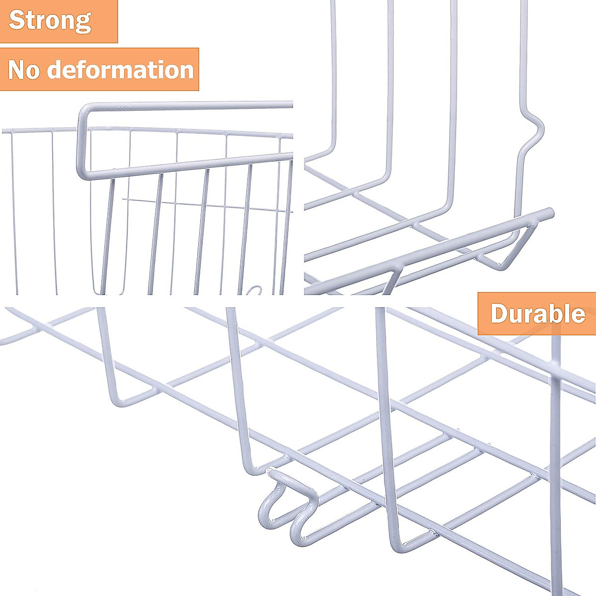 ASTOTSELL Under Shelf Storage Basket, 2-Pack Under Shelf Hanging Metal Wire Storage Basket Organizer for Kitchen, Office, Pantry, Bathroom, Cabinet, White
