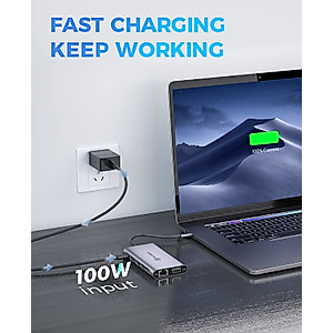 UtechSmart USB C Hub,Triple Display USB C Laptop Docking Station, 11 in 1 USB C Dock with Dual HDMI, VGA, PD3.0, SD TF Card Slot, 4 USB Ports Dual Monitor Adapter Compatible for MacBook and Windows