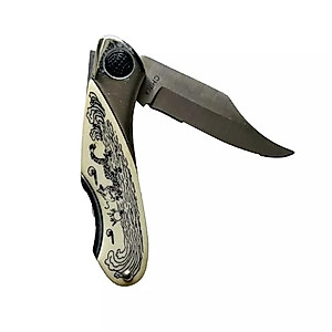 440 STAINLESS STEEL Pocketknife - White Handle, Outdoor, Hunting, Camping, Household - Stainless Steel Material