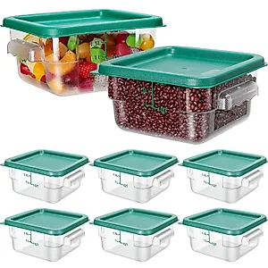 Lallisa 8 Pcs 2 Quart Food Storage Containers with Lids Clear Square Polycarbonate Marinating Container Dough Bucket with Lid(Green)