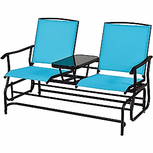 UYSB 2 Person Outdoor Patio Double Chair Rocking Turquoise Chair Rocking Chair Rocker Chair Rocker Camp Chair Rocker Recliner Rocking Camp Chair Rocking Chairs Outdoor Rocking Chair