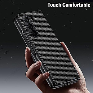 THikk Leather Case for Samsung Galaxy Z Fold 5, Carbon Fiber Texture Premium Faux Leather Slim Phone Case Scratch Resistant Protective Cover for Samsung Galaxy Z Fold 5,Black