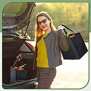 7 Pack Reusable Grocery Bags Foldable Shopping Bag and Zippered Insulated Food Delivery Bag Insulated Cooler Bag with Handles Set for Shopping Accessories, Black