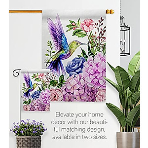 Breeze Decor Purple Hummingbird Garden Flag Friends Birds Flamingo Cardinal Peacock Springtime Natural Wildlife House Decoration Banner Small Yard Gift Double-Sided, Made in USA