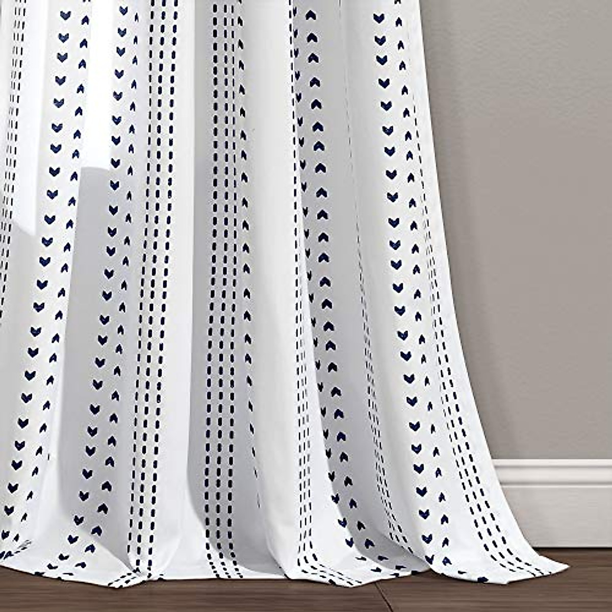 Lush Decor Hygge Stripe Window Curtain Panel Pair, 95" Long x 52" Wide, Navy & White