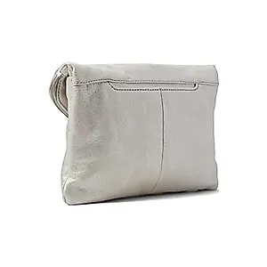 HOBO Jessa Convertible Clutch For Women - Premium Leather Construction With Zipper Flap Closure, Chic and Beautiful Clutch Silver One Size One Size