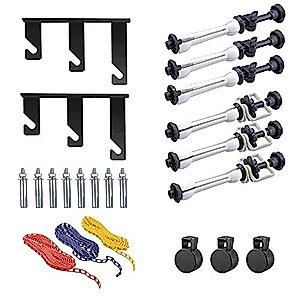 Photography Backdrop Wall Mount 3 Roller Support System, Manual Photo Background Ceiling Holder, Including 2 Tri-fold Hooks, 6 Expand Bars, 3 Chains, for Home Studio Live Stream Game Video