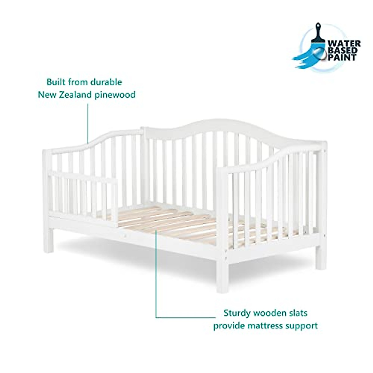 Dream On Me Austin Toddler Day Bed in White, Greenguard Gold Certified 54x30x29 Inch (Pack of 1)