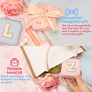 CHMI Travel Jewelry Case, Pink Travel Jewelry Box, Travel Jewelry Organizer, Travel Gifts for Women Girls, Jewelry Organizer Box, Birthday Gifts for Women, Christmas Gifts for Teens Girls - Initial K