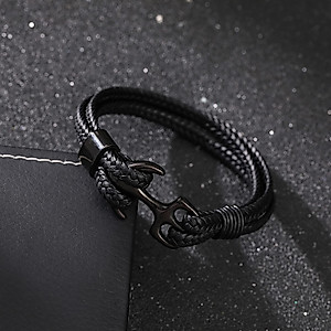 Yumikoo To My Son Bracelet Leather Stainless Anchor Bracelet From Mom Dad