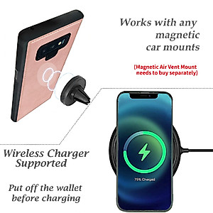 MODOS LOGICOS Crossbody Bag for Samsung Galaxy Note 9 6.4", [Shoulder Wrist Straps] [Zipper Storage] [11 RFID Card Slots 3 ID Window] PU Leather Purse with Removable Inner Magnetic TPU Case - RoseGold