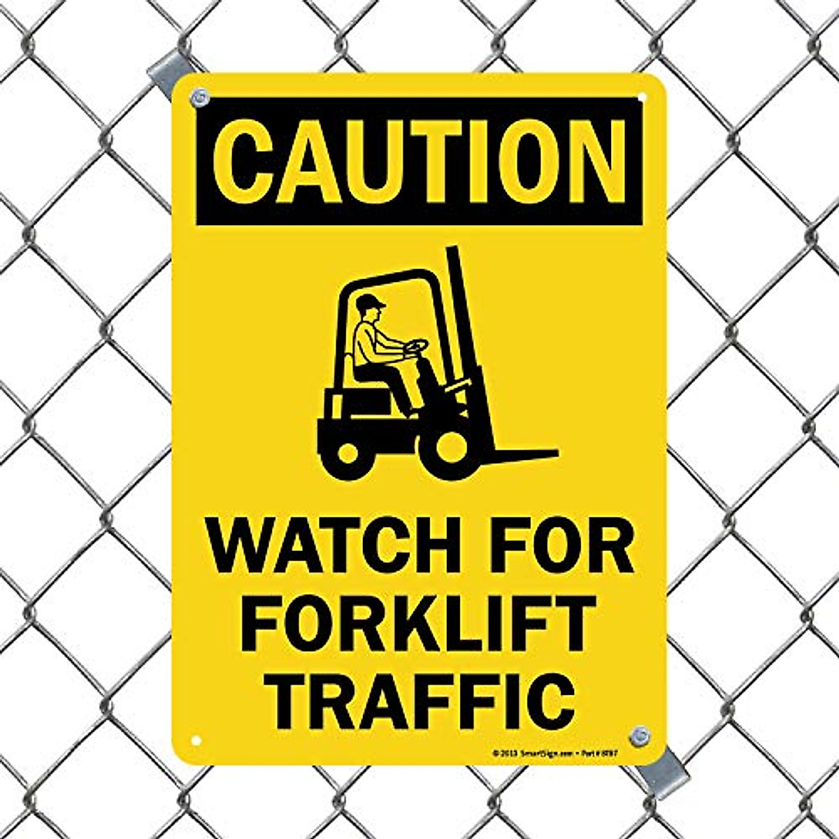 "Caution - Watch For Forklift Traffic" Sign By SmartSign | 10" x 14" Aluminum