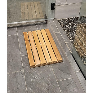 Sauna Fauna 100% Western red Cedar Wooden Bath or Shower mat Cedar Sauna Floor Panel, Also for Patio hot tub or spa, Great for RVing and Outdoor Showers 22.5" x 14"