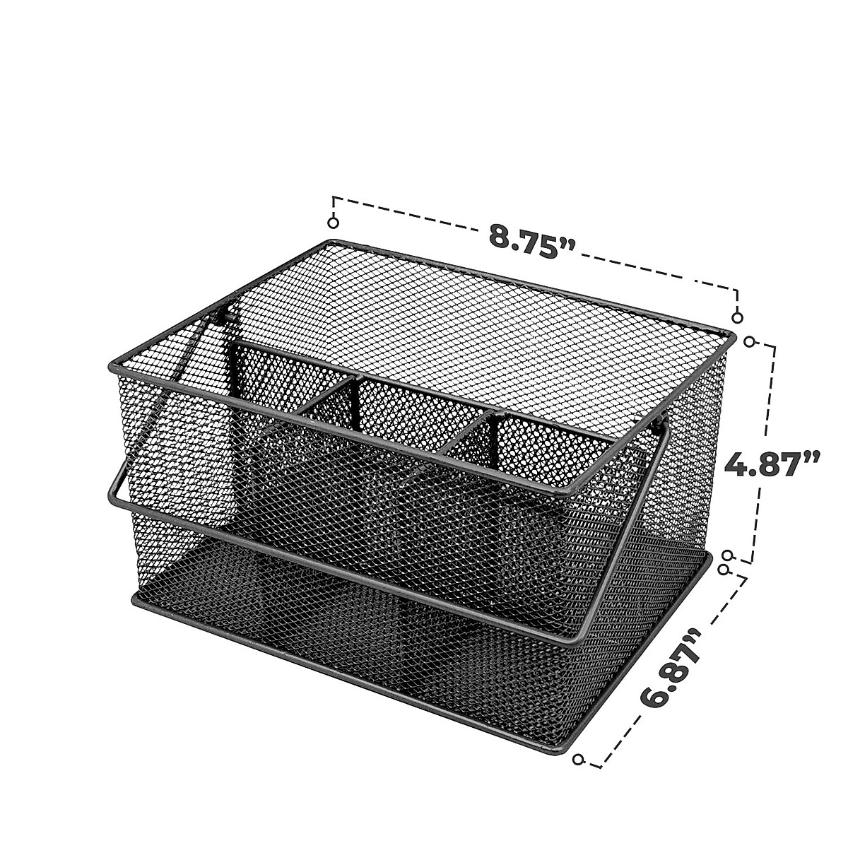 Sorbus® Utensil Caddy — Silverware, Napkin Holder, and Condiment Organizer — Multi-Purpose Steel Mesh Caddy—Ideal for Kitchen, Dining, Entertaining, Tailgating, Picnics, and Much More (Black)