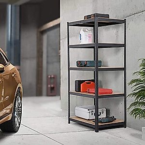 ANSIMIDA 5-Tier Metal Shelving Unit Adjustable Garage Storage Shelves Utility Rack Heavy Duty Shelves Organization Multipurpose Shelf Warehouse Basement Kitchen Living Room 28" L×12" W ×59" H, Black