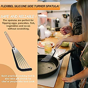 Slotted Spatula Flexible Stainless Steel Spatula with Silicone Top Soft Edge Slotted Spatula Turner with Golden Handle (1, Black)