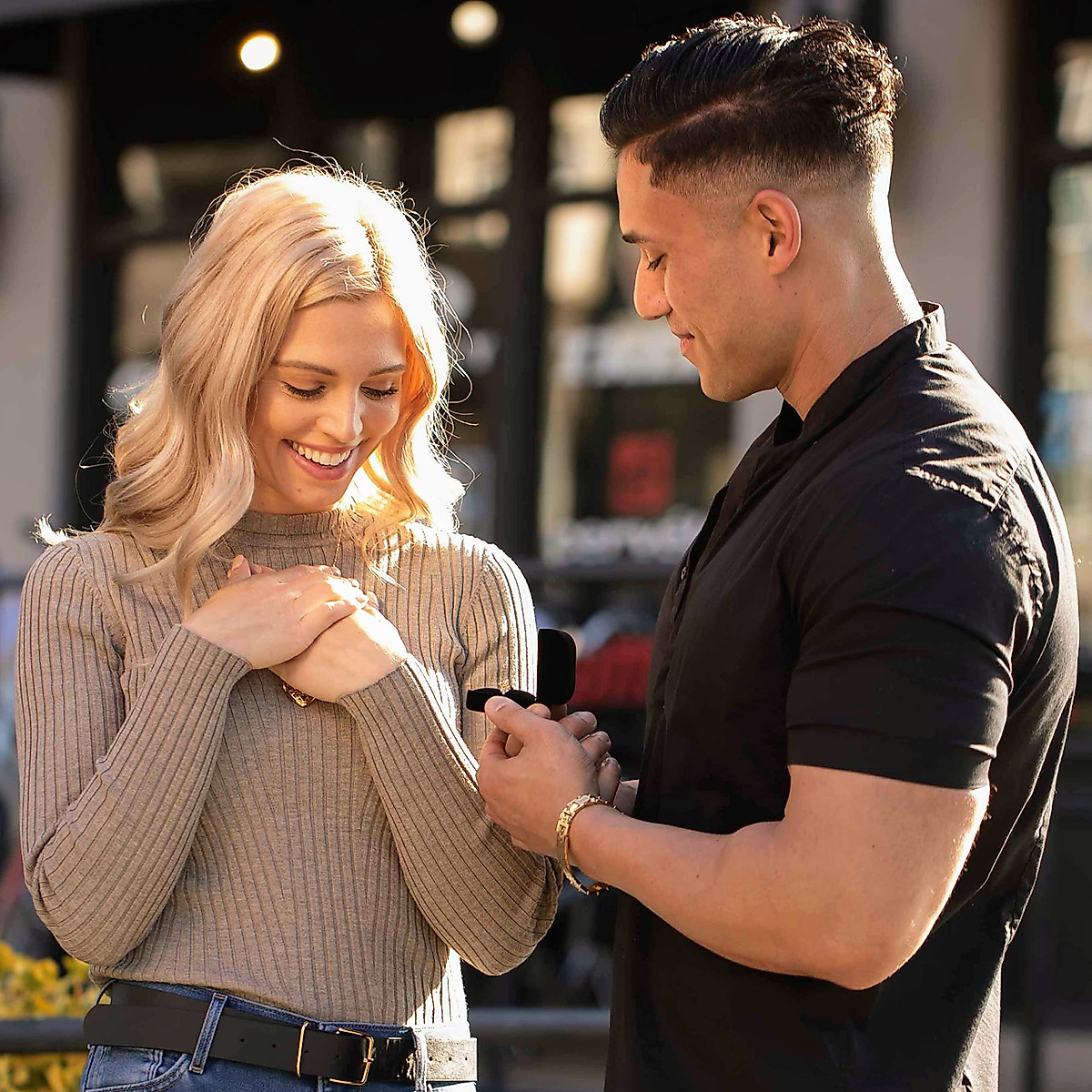 LIFETIME JEWELRY 3-Stone Cubic Zirconia Love Ring for Women 24k Real Gold Plated (9)