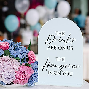 Acrylic Wedding Bar Sign with Stand- 5"x7" White Arch Acrylic Wedding Sign and Base,1/8" Thick | Modern Calligraphy Black Lettering Acrylic Table Sign for Wedding & Party